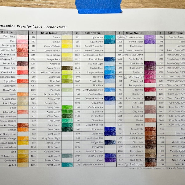 Kalour Macaron - 72 Colored Pencil Set - DIY Color Chart / Swatch Sheet ...
