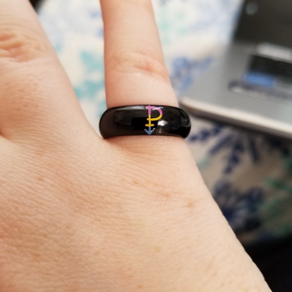 Stainless Steel Engraved LGBT Symbol Rings: Gay, Lesbian, Pansexual ...