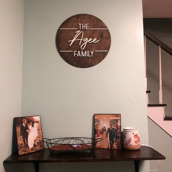 Personalized Round Family Wall Sign, Personalized 3D Wood Sign ...