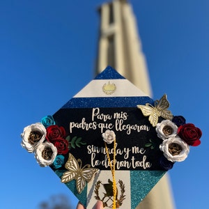 Custom Dominican Flag Graduation Cap Cover Personalized Floral Grad Cap ...