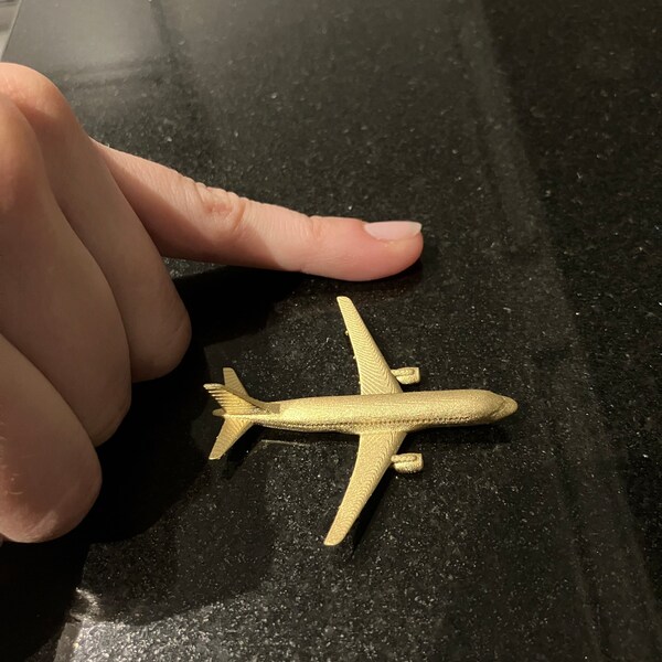 Airplane Gold 3D Printed Plane Miniature Figurine Toy Small Mini ...