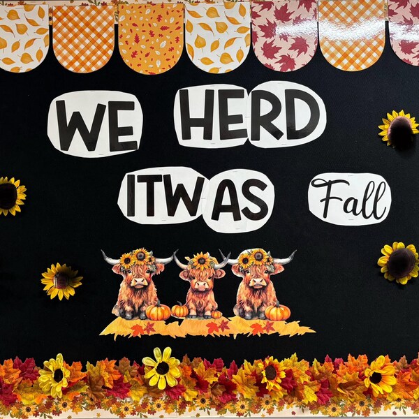 Highland Cow Fall Bulletin Board Kit: Farmhouse Classroom Decor - Etsy