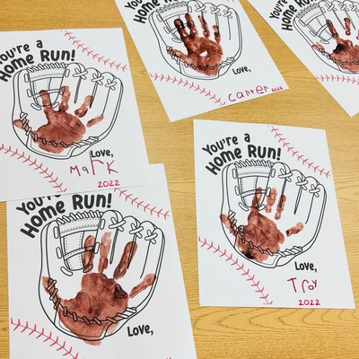 Father's Day Baseball Printable Kids' Handprint Keepsake Teacher and ...