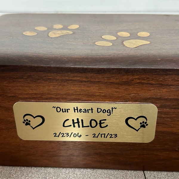 Metal Name Plate for Pet Urn - Personalized Name Plaque for Dog or Cat ...