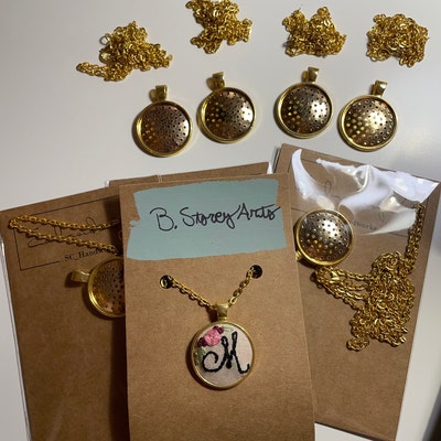 Heart Embroidery Pocket Mirror Kit Blank Compact Mirror for - Etsy