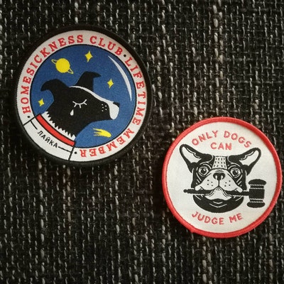 Space Dog Laika Iron-on Woven Patch Homesickness Club Lifetime Member ...