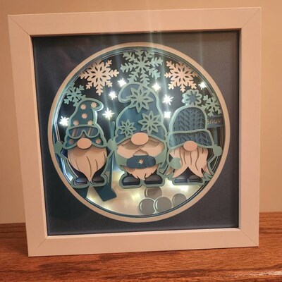 3d Snow Gnomes Shadow Box Svg Gnome Shadow Box Svg 3d Layered Svg, 3d ...