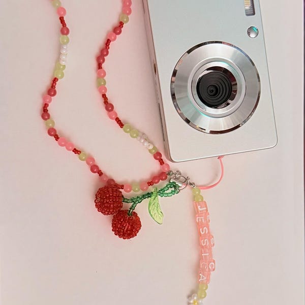 Cute Cherry Phone Charm Strap,beaded Fruit Cell Phone Chain,handmade ...