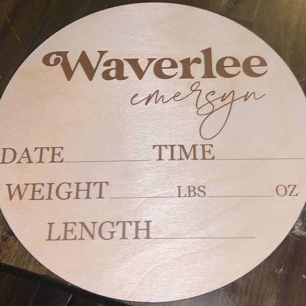 Baby Birth Sign | Personalized Wood Birth Announcement Sign | Printed ...