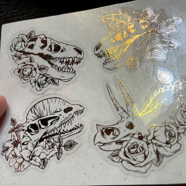 Floral Dinosaur Sticker Holographic Dino Dinosaur Stickers Floral ...