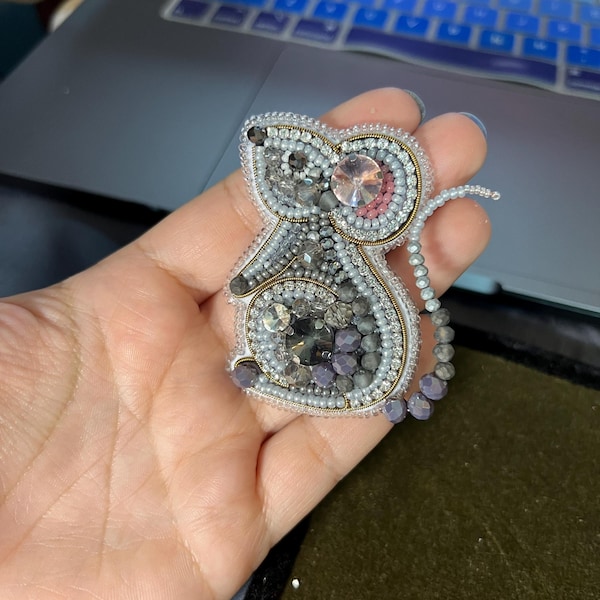 Bead Embroidery Kit Violet Butterfly. Seed Bead Brooch Kit. DIY Craft ...