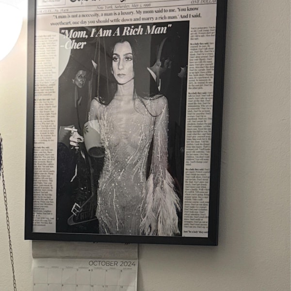 Cher 'rich Man' Newspaper Poster: Black & White NYT Style (digital ...