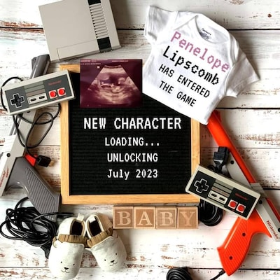 Digital Funny Video Game Player Pregnancy Announcement, Player number ...