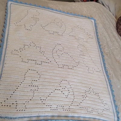 Crochet Baby Blanket Pattern Filet Crochet Baby Blanket Crochet Pattern ...