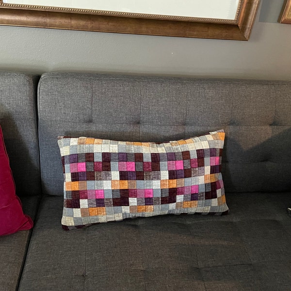 Colorful Woven Bohemian Velvet Pillow Cover, Textured Boho Throw Pillow ...
