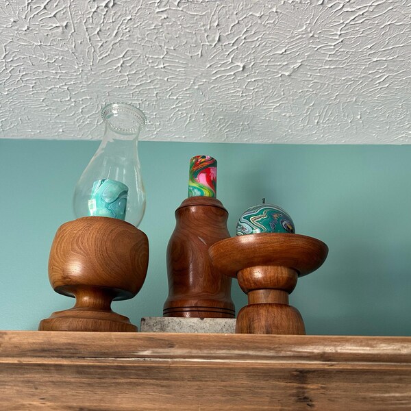 Marbled Pillar Candle Rainbow Swirl Hand-dip Dyed Colorful Tie-dye ...