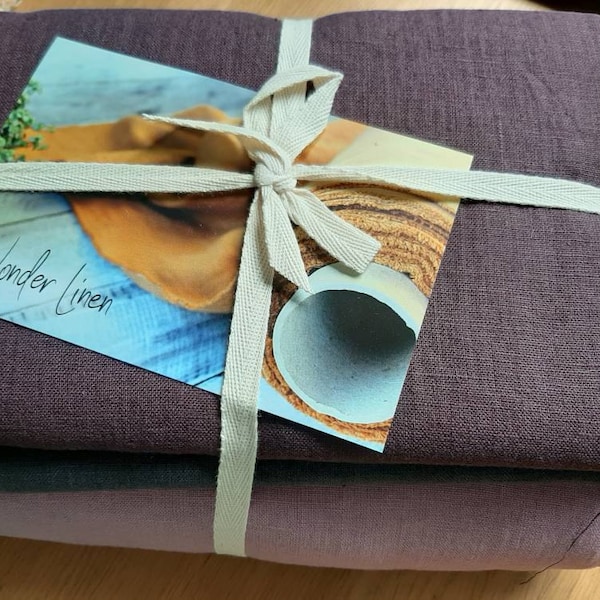 Plum Linen Fabric / 100% Soft Washed Flax by Meter or Yard / Purple ...