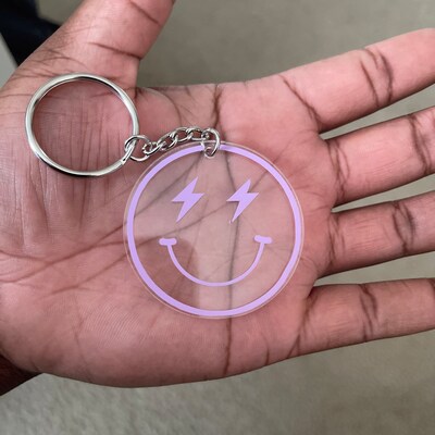 Happy Face Acrylic Keychain, Trending Keychain, Smiley Face Keychain - Etsy