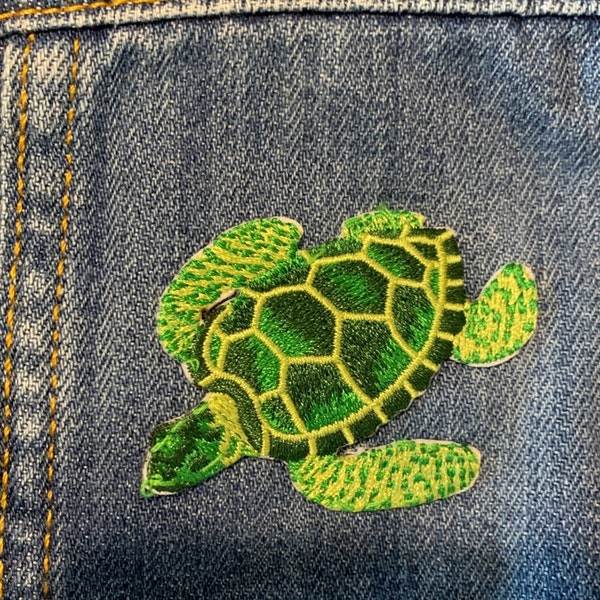 Tortoise Iron-on Patch, Turtle Badge, Marine Animal Patch, Decorative ...