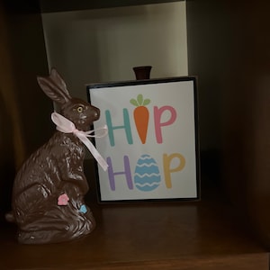 Easter Decor Wood Happy Easter Block Sign Hoppy Easter Sign - Etsy