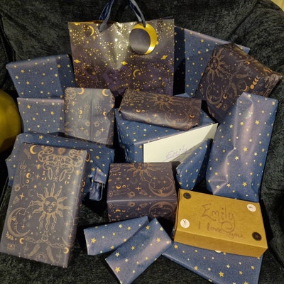 Sun and Moon Celestial A2 Wrapping Paper Sheet Sun Signs / Moon Child ...