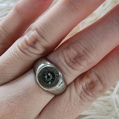 Stainless Steel Bullet Ring With Hand Guns and Brass 45 Auto Bullets ...