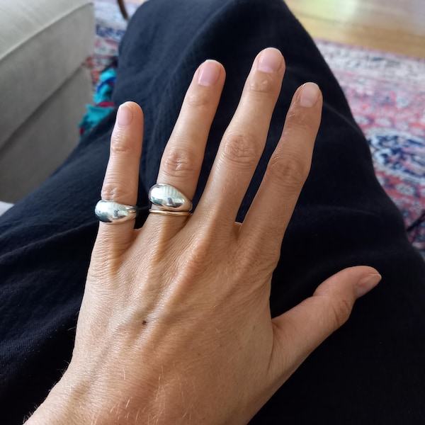 Sterling Silver Pinky Ring for Women Chunky Little Finger Ring Silver ...