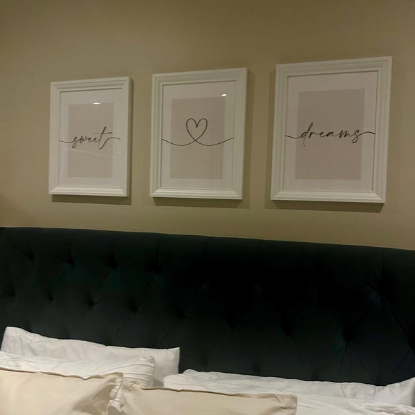 Sweet Dreams Beige Prints, Set of 3, Bedroom Print, Neutral Home Prints ...
