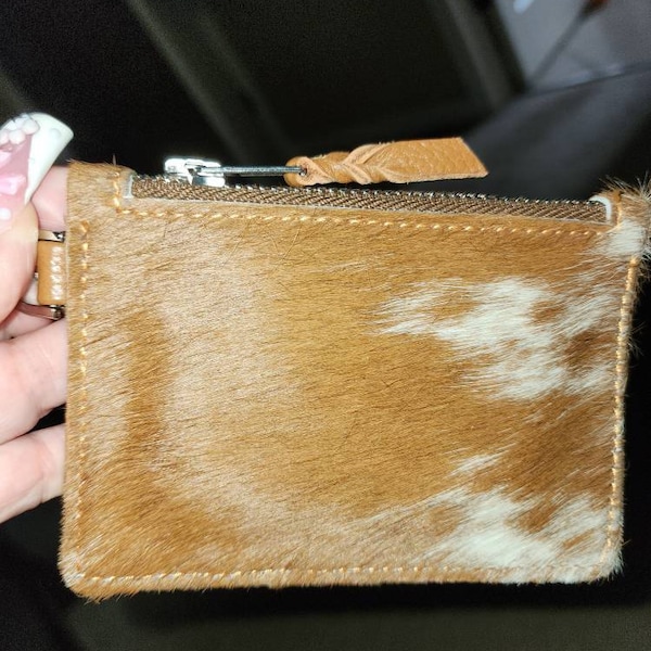 Cowhide Keychain Wallet Credit Card Holder Case Change Coin Purse ...