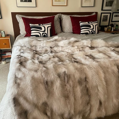 Luxury Real Blue Fox-half Skin Fox Fur Throw Blanket - Etsy