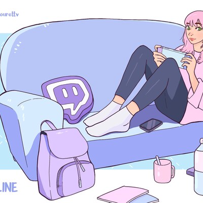 Animated Stream Screens and Offline Banner Cozy Room With Girl Lofi ...