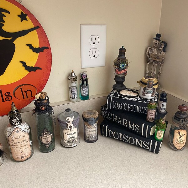 Broken Promises Potion Bottle, Large Glass Potion With Vintage Book ...