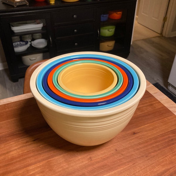 Vintage Fiesta Ware Turquoise Blue #7 Mixing or Nesting Bowl Fiestaware ...
