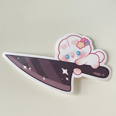 Stabby Bunny Waterproof Sticker Cute Chibi Art Rabbit Animal Cartoon ...