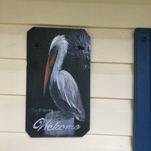 Chickadee Welcome Slate Painting, Door Hanger, Welcome Sign, Hand ...