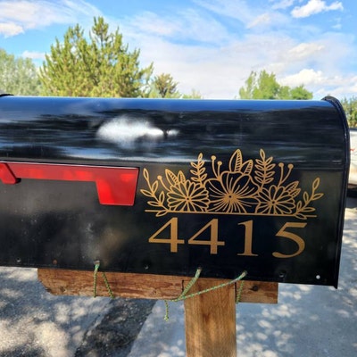 Flower Mailbox Decal, Personalized Mailbox Decal, Mailbox Number Decal ...