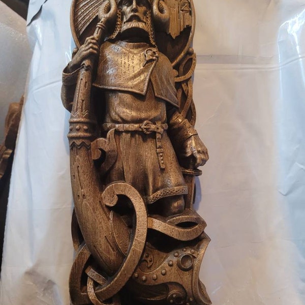 Handmade Oak Heimdall Statue: Norse God Altar Sculpture (9 Inch) - Etsy