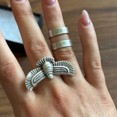 Boho Hippie Ring. Unisex Adjustable Ring. Creative Silver Ring. - Etsy