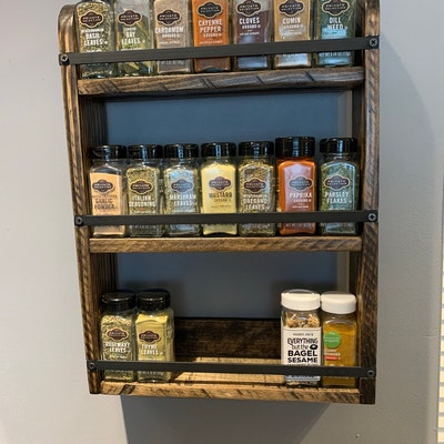 Rustic Reclaimed Wood Spice Wall Rack, Essential Oil Storage - Etsy