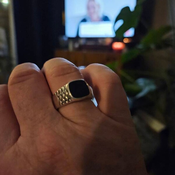 Men Onyx Rings/ Squircle Onyx Ring/ Black Onyx Signet/ Silver Onyx Men ...