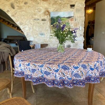 Floral Indian Indigo Blue Hand Block Printed Cotton Table - Etsy