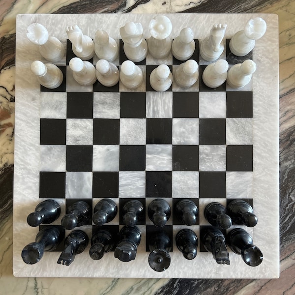 Vintage Handmade Marble Chess Set With Velvet Gift Box Luxury Marble ...