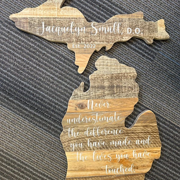 Wooden Michigan State Sign Wall Art Decor, Large Home State Cutout ...