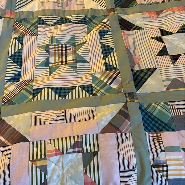 Ombre Puff Memory Quilt Grief Blanket - Memory Throw Made From a Loved ...