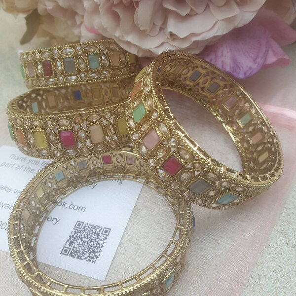 Set of 4 Asian/indian Multi-coloured Bangles. Bangle Set, Bangles ...