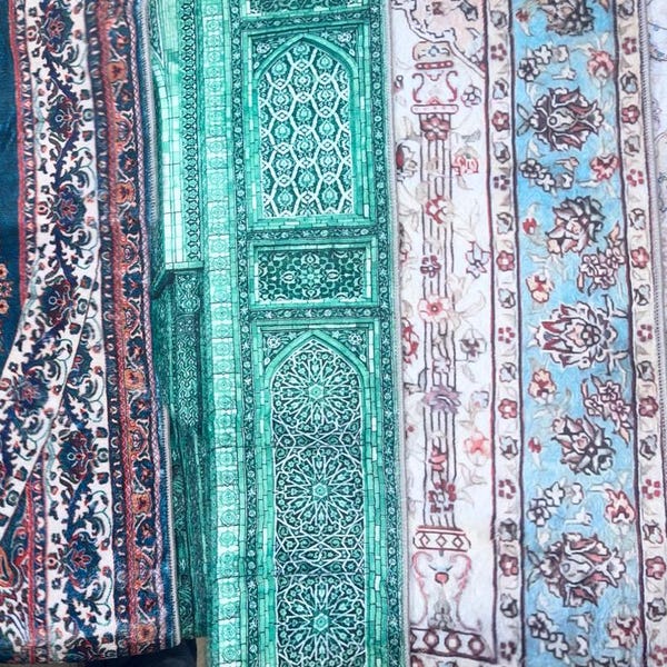Arabic Calligraphy Islamic Wall Rug : Ottoman Style Printed Fabric ...