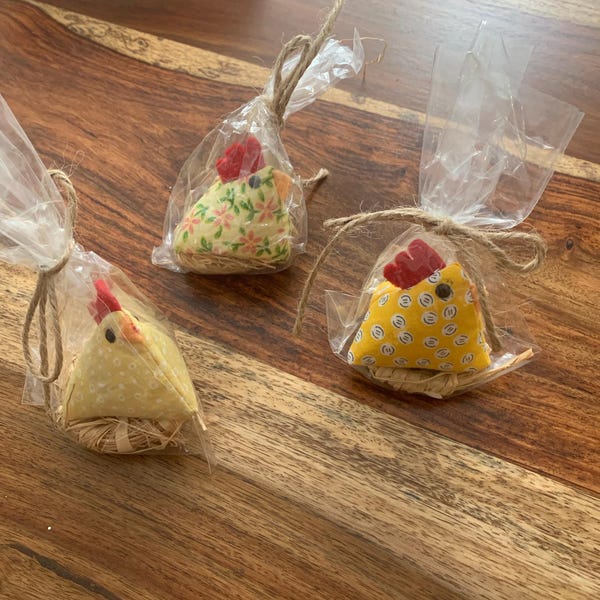 Small Stuffed Fabric Chickens. Chicken Paper Weight. Yellow Chickens ...