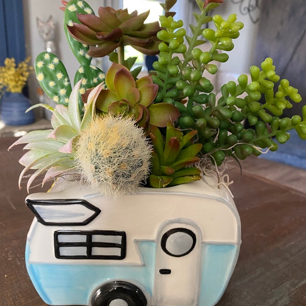 Ceramic Camper Trailer Pink Planter - Etsy