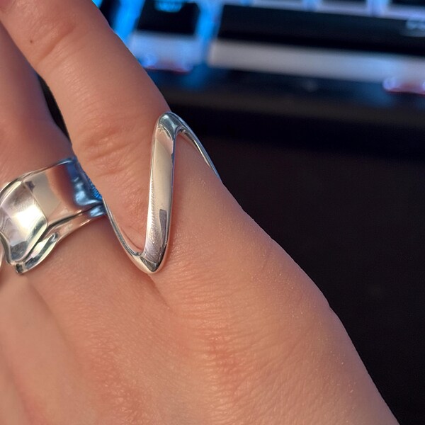 925 Sterling Silver Adjustable Ring | Hammered Ring | Textured Ring | Statement Bold Ring ...