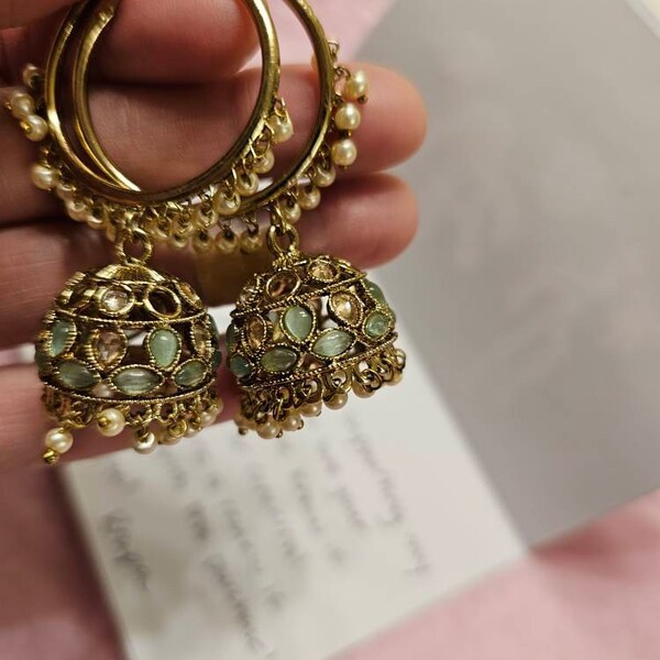 Mini Mini Indian Hoop Earrings (jhumkas) Silver Gold / Bridesmaid ...